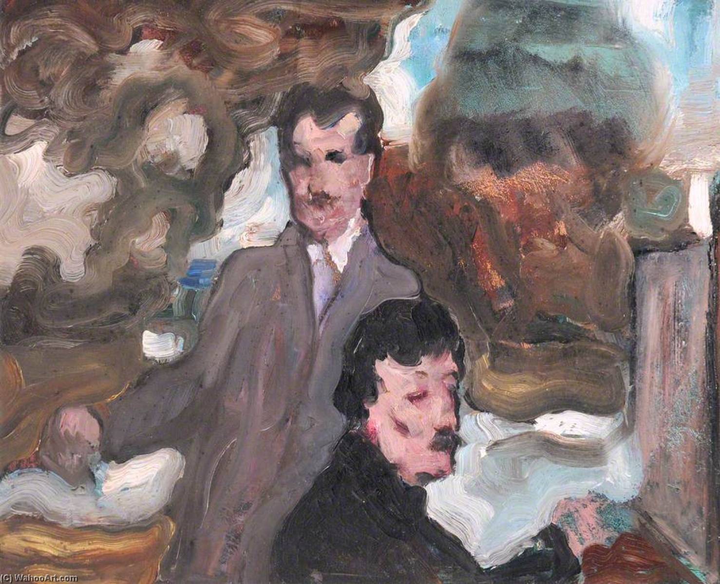 Paintings Reproductions Double Portrait at an Easel by Hugh Oswald ...