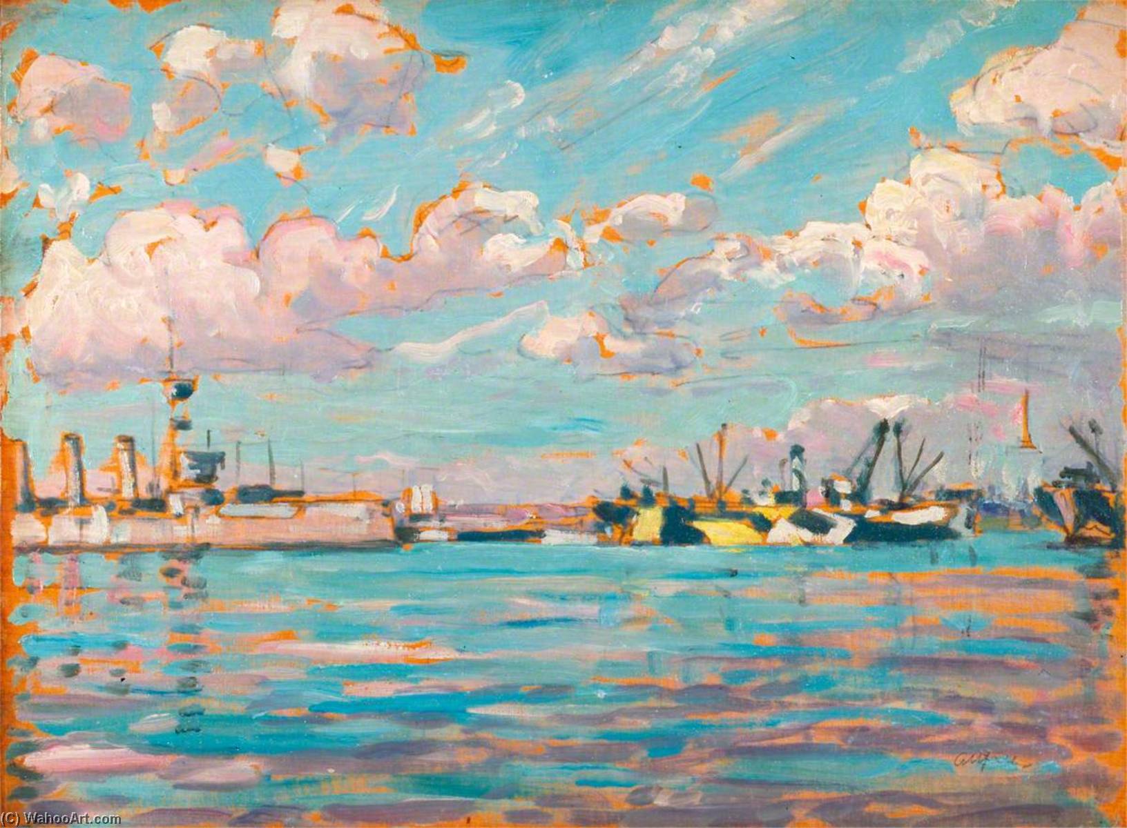 Purchase Oil Painting Replica Ships in No.1 Basin, 1918 by Geoffrey ...