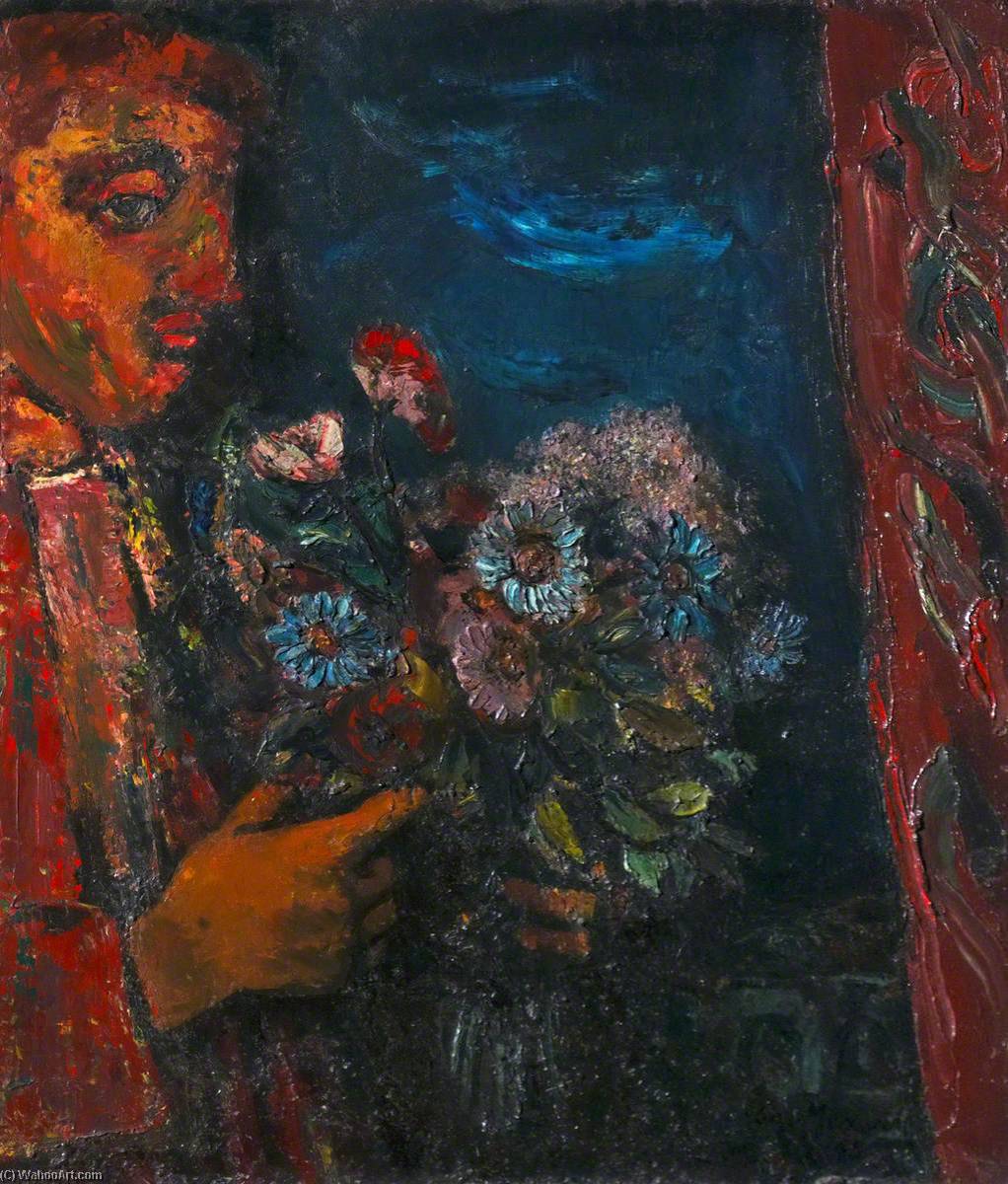 Man with Flowers, 1942 by John Maxwell John Maxwell | WahooArt.com