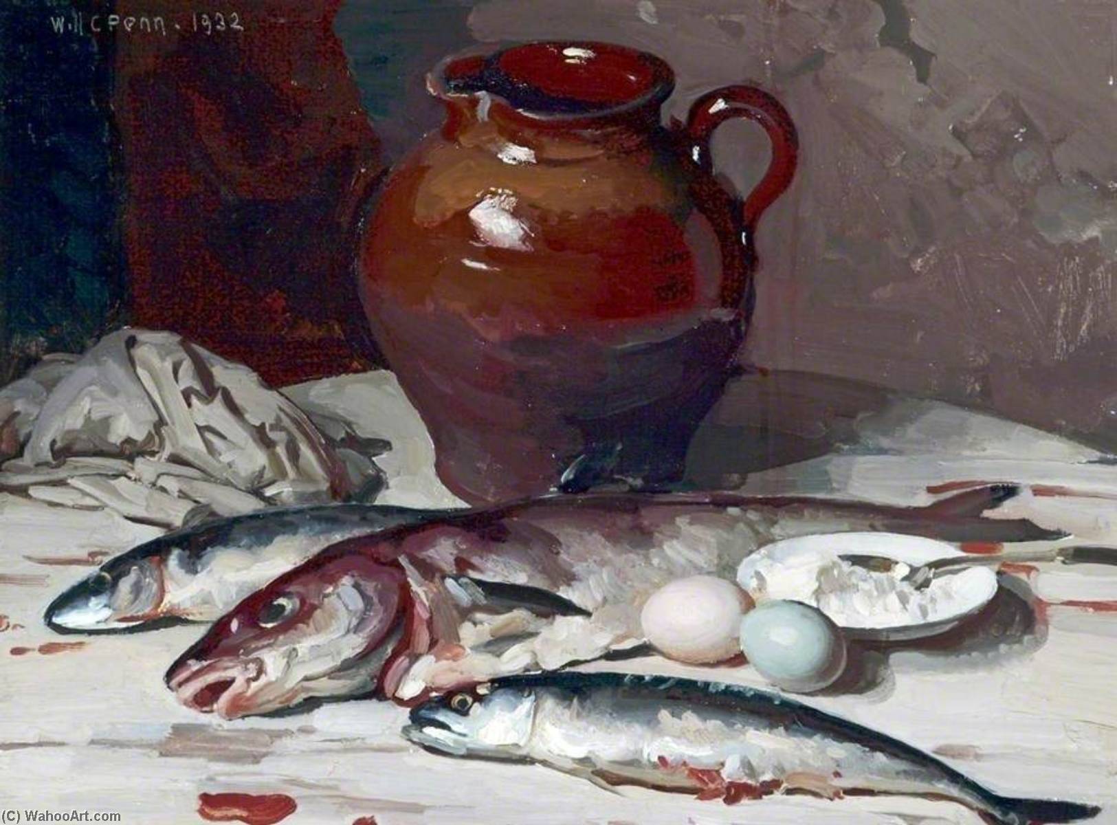 Order Artwork Replica Still Life with Fish, 1932 by William Charles ...