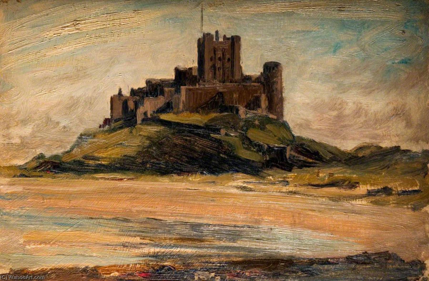 Paintings Reproductions Bamburgh Castle by Joseph Alfonso Toft ...