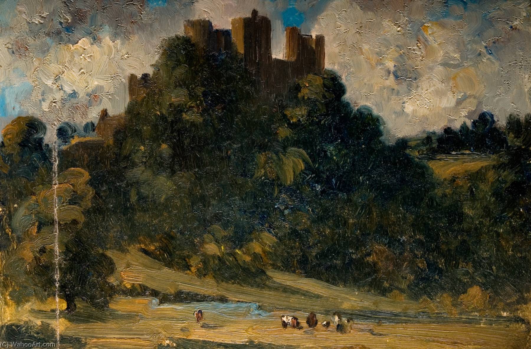 Artwork Replica Keep on a Mound, with River and Cows by Joseph Alfonso ...