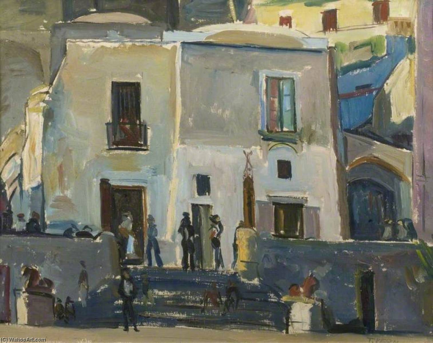 Buy Museum Art Reproductions Figures on Steps in front of a House by ...