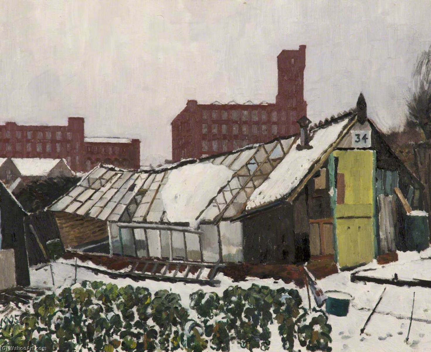 Greenhouse and Mills, 1995 by Geoffrey Scowcroft Fletcher (1923-2004 ...