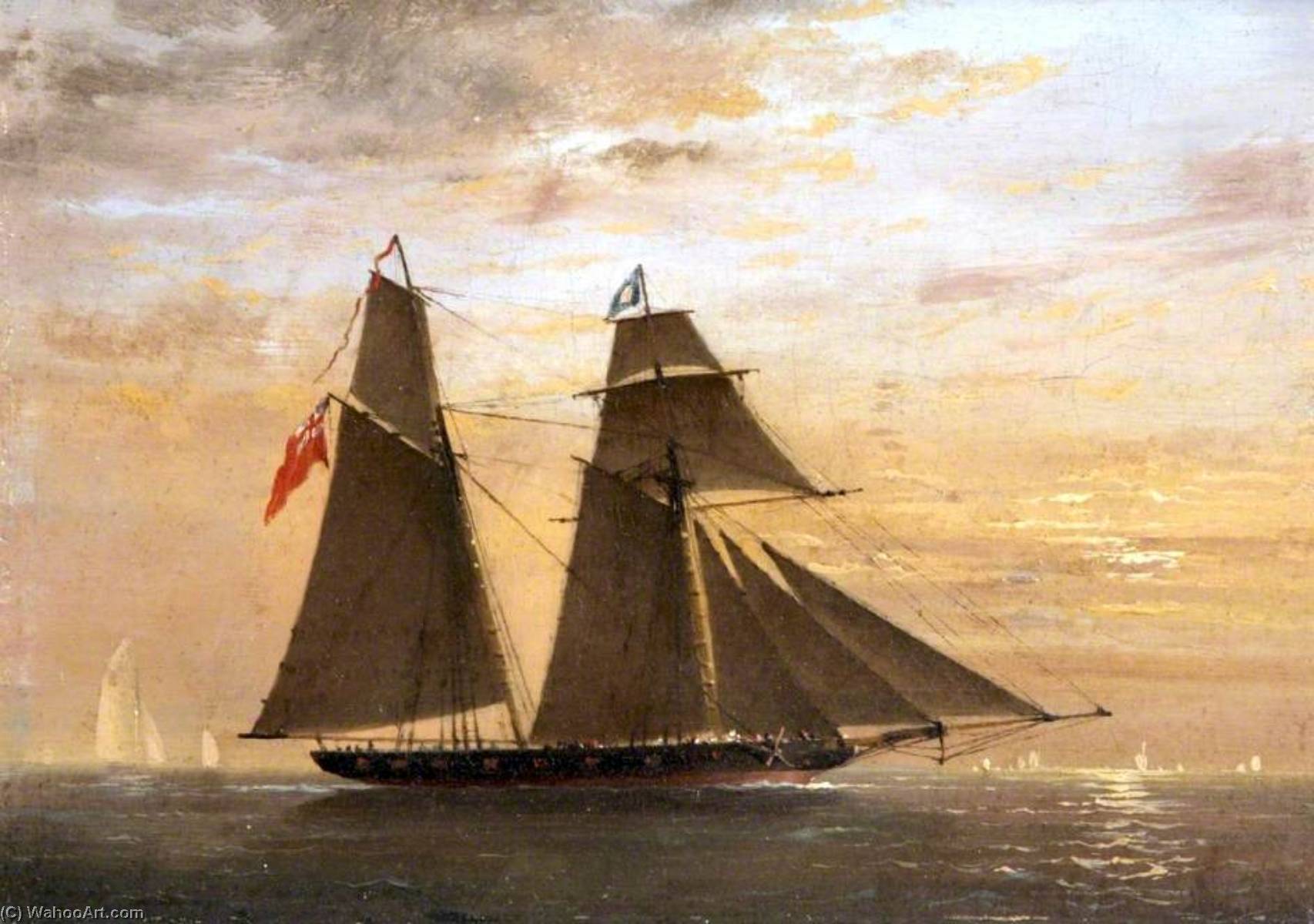 Oil Painting Replica HMS `Pike` by Nicholas Matthew Condy (1816-1851 ...
