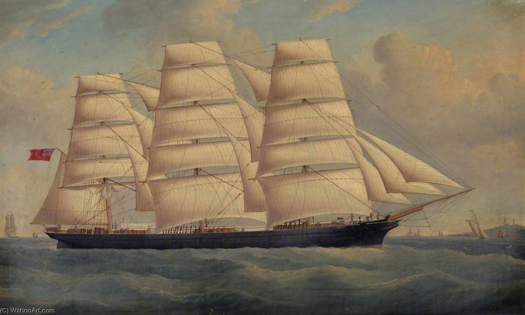 Paintings Reproductions The Clipper `Leander` by Richard Ball Spencer ...