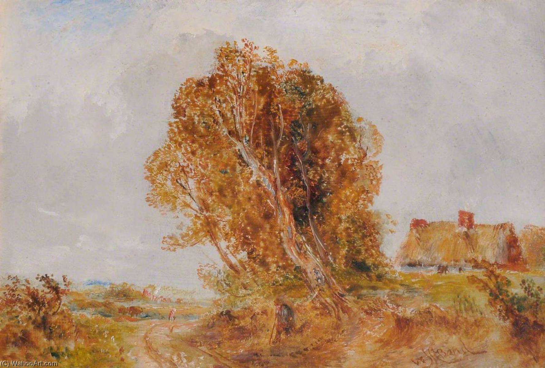 Oil Painting Replica Trees and Cottage, 1881 by William Joseph Julius ...