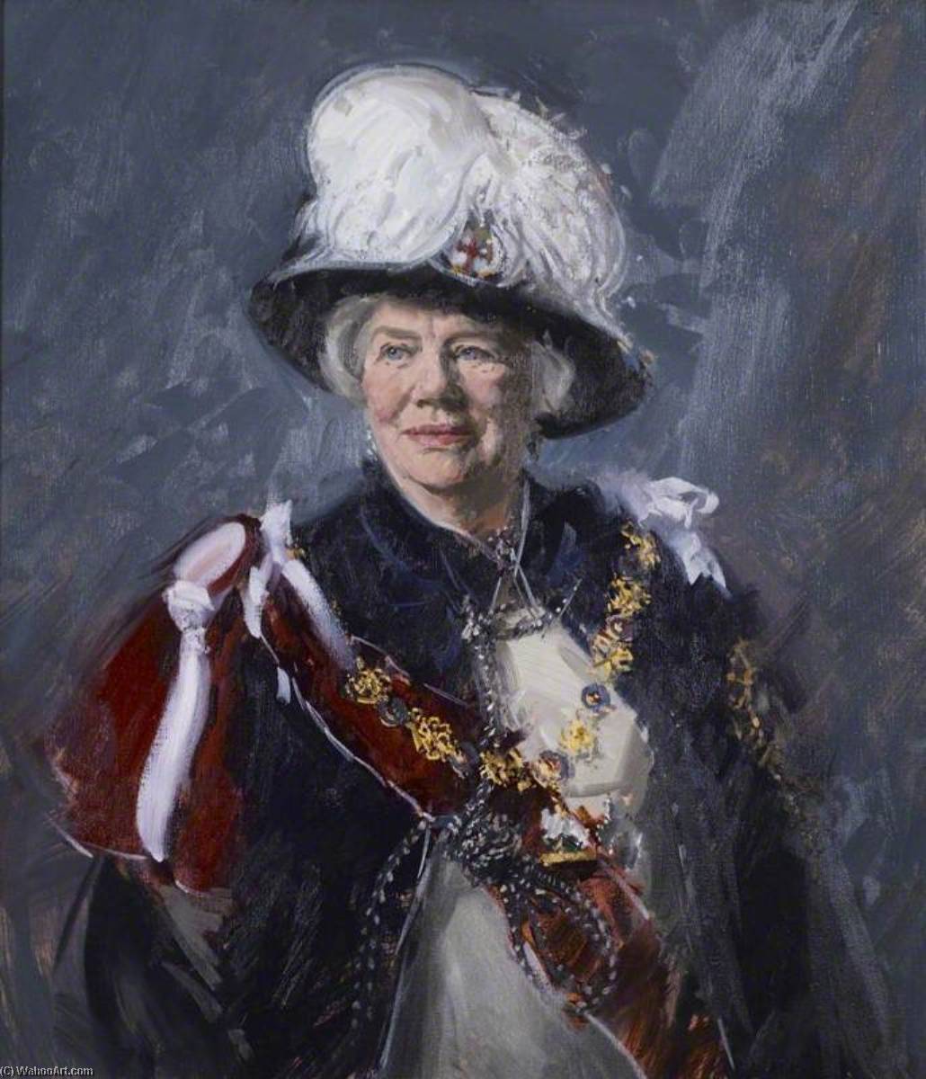 La Honorable Mary Churchill (b.1922), Dame Mary Soames, en Garter Robes ...