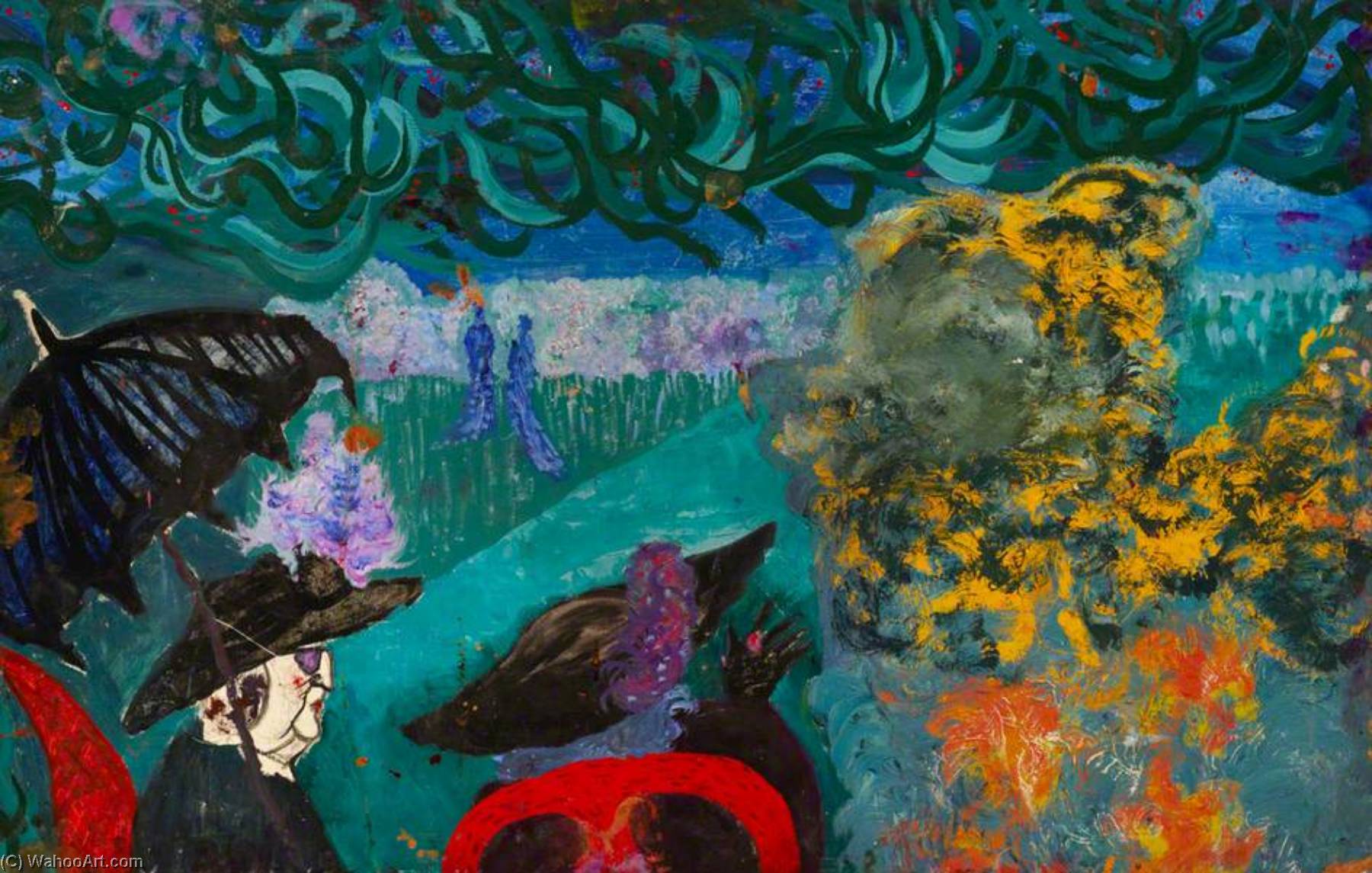 Old Women in a Garden (verso) by Stanley Lench (1934-2000) Stanley ...