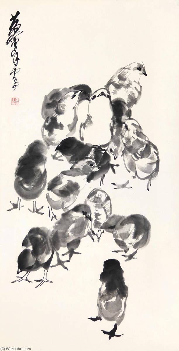 Chicks por Huang Zhou (1925-1997) Huang Zhou | WahooArt.com
