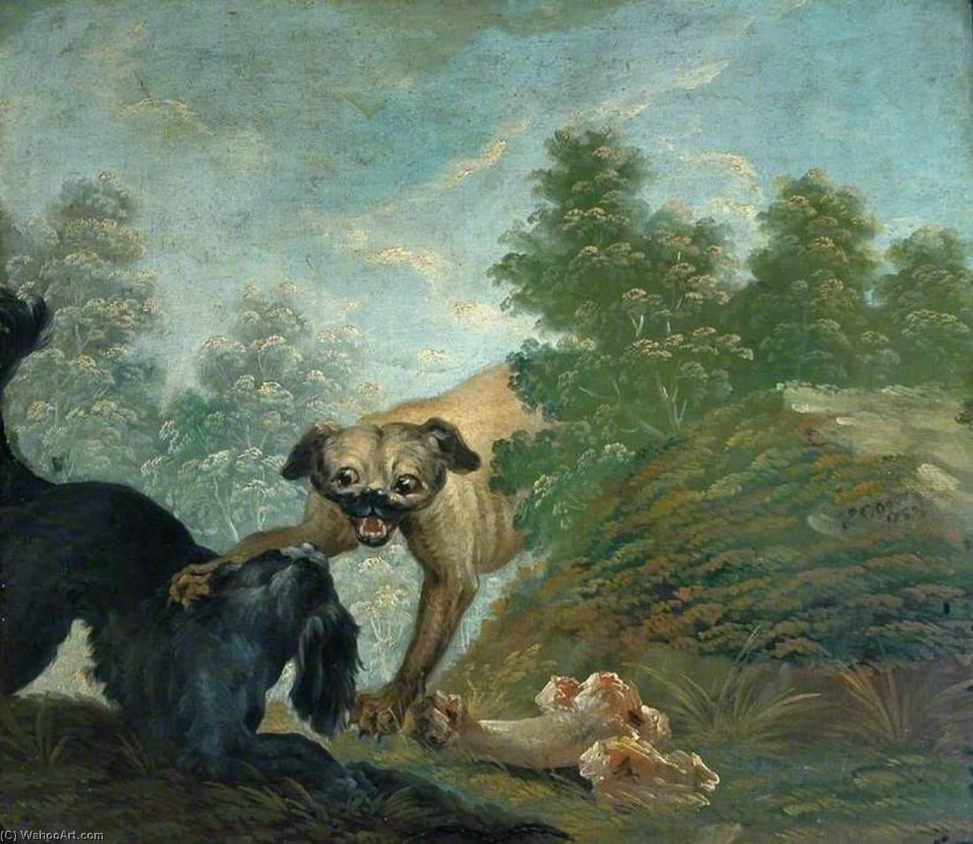 Get Paintings Reproductions Two Dogs Fighting over a Bone, 1753 by ...