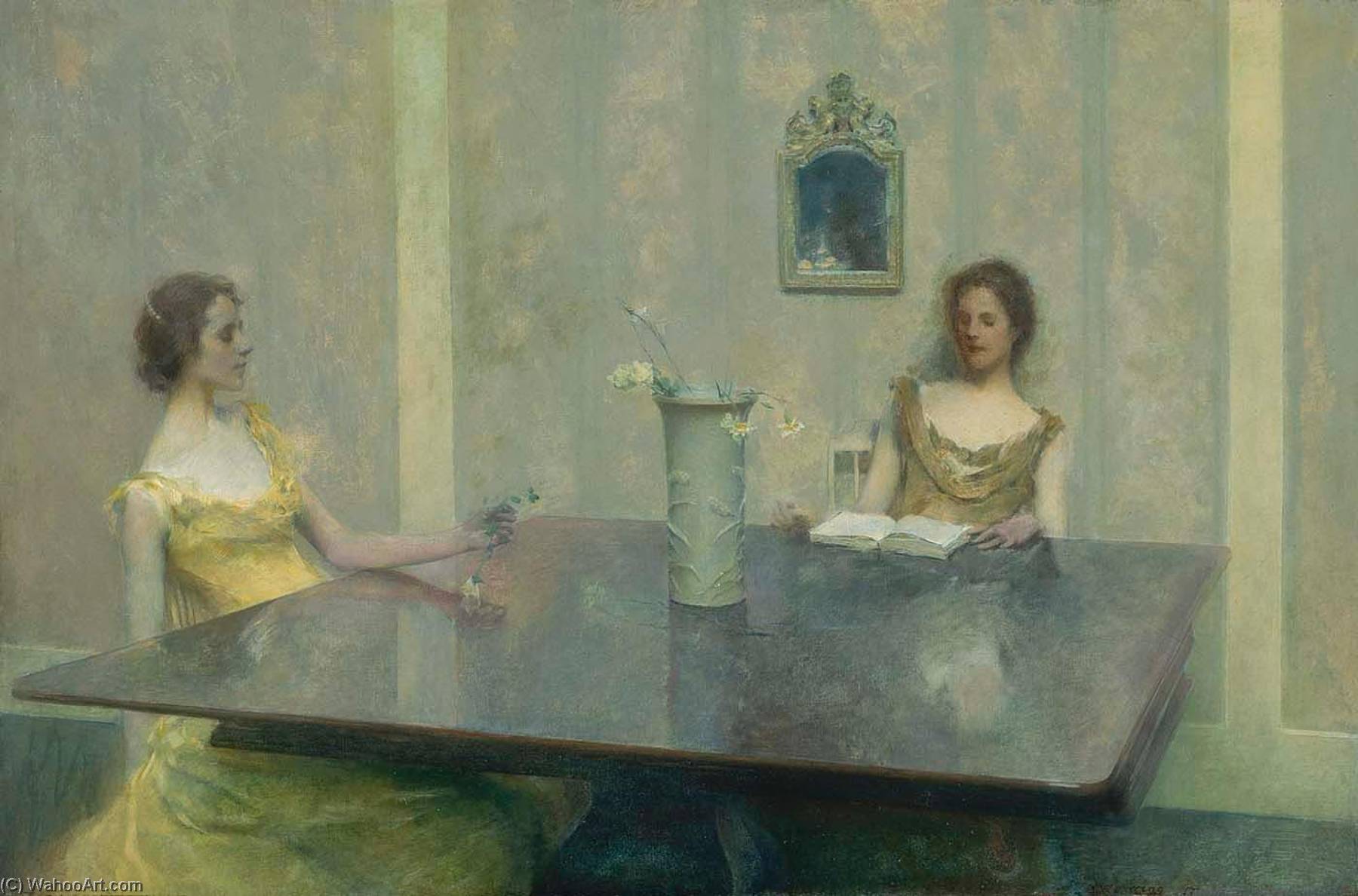 Reproduções De Belas Artes Uma leitura, 1897 por Thomas Wilmer Dewing ...