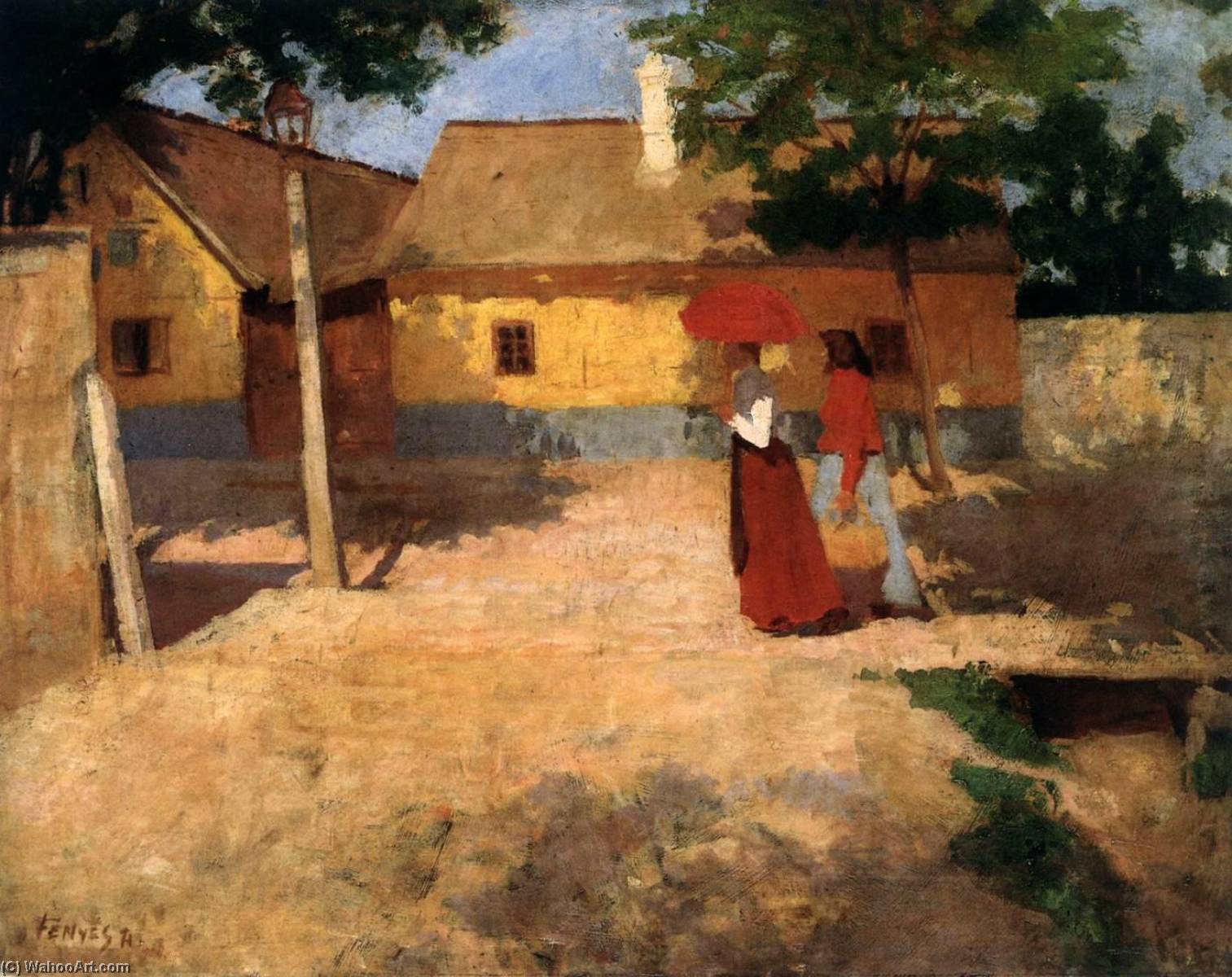 Paintings Reproductions Forenoon in a Provincial Town, 1904 by Adolf ...