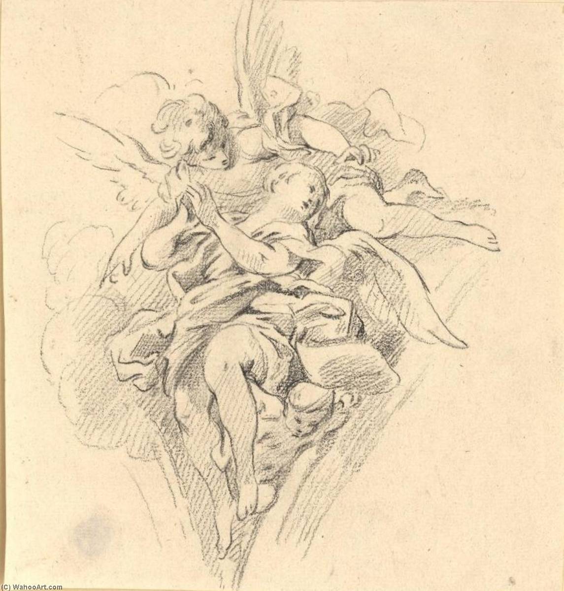 Museum Art Reproductions Group of Angels by Guillaume Thomas Taraval ...