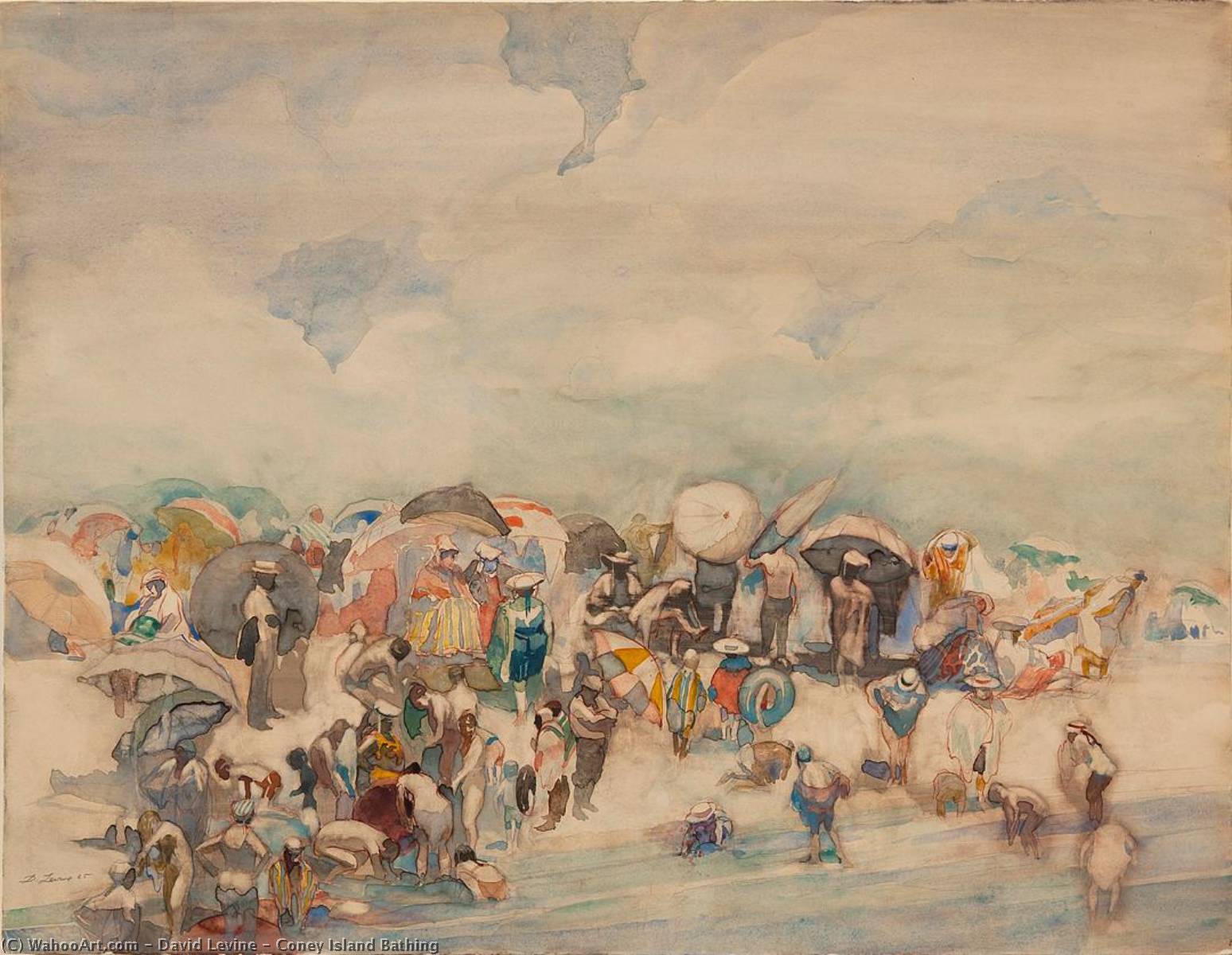 Coney Island Bathing, 1965 by David Levine (1926-2009, United States ...