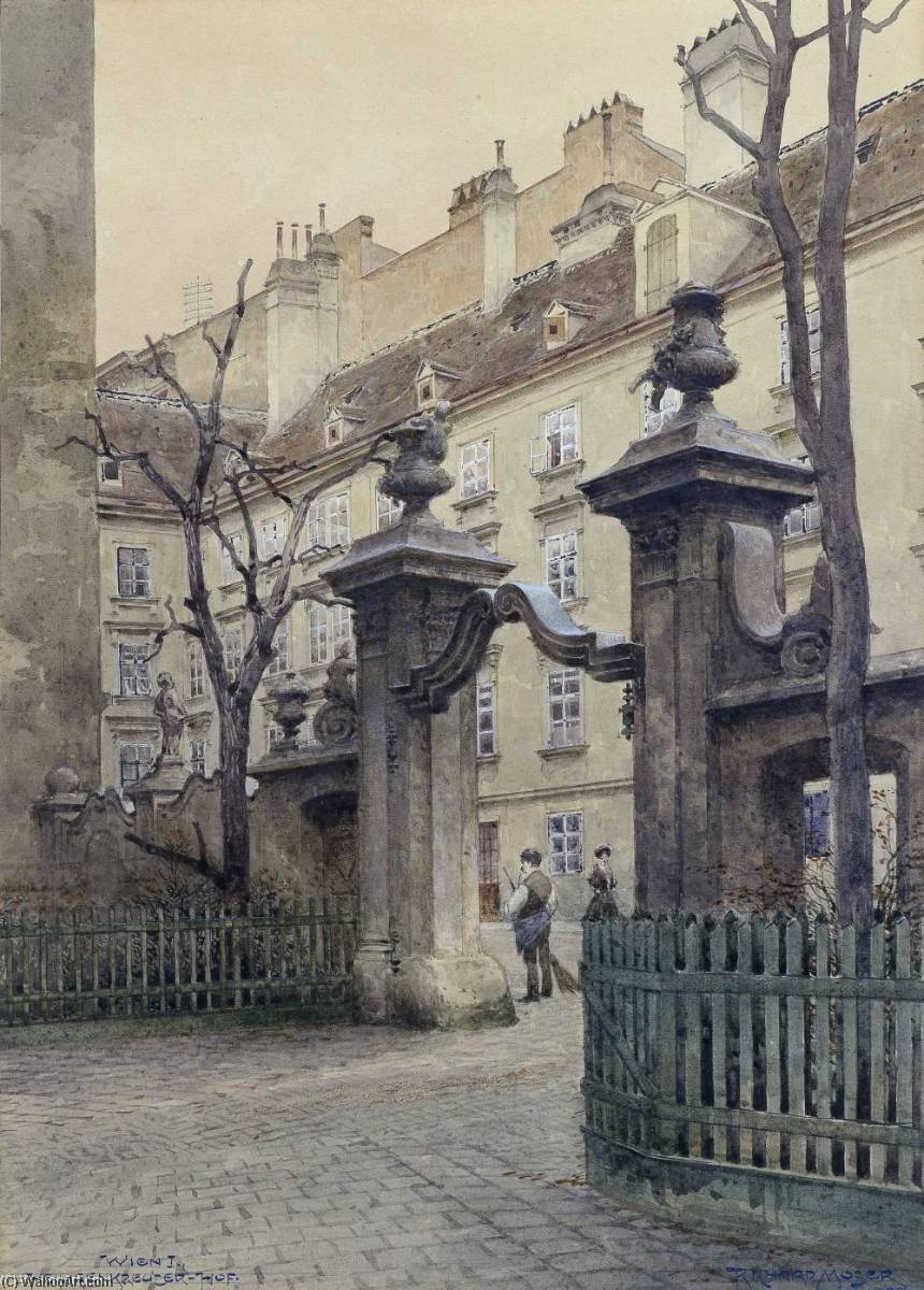 Reproductions D'art Figures selon une passerelle, Vienne de Richard ...