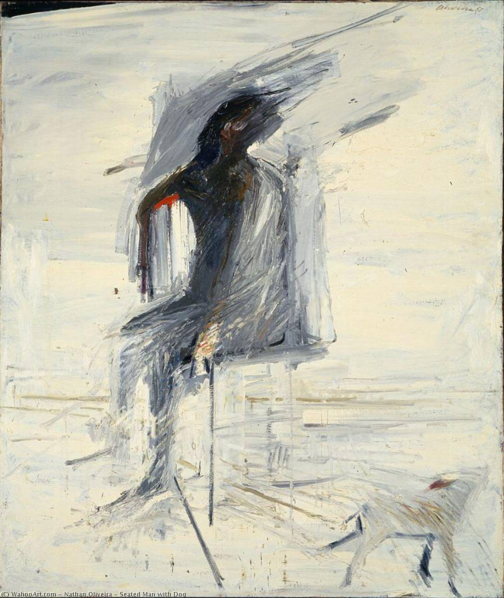Hombre sentado con perro, 1957 de Nathan Oliveira (1928-2010, United ...