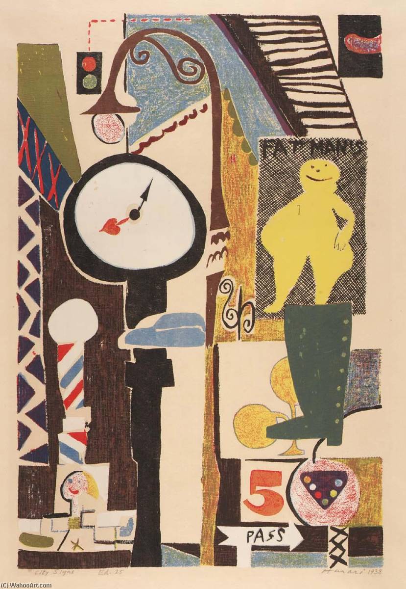 City Signs, 1938 by Hananiah Harari (1912-2000) Hananiah Harari ...