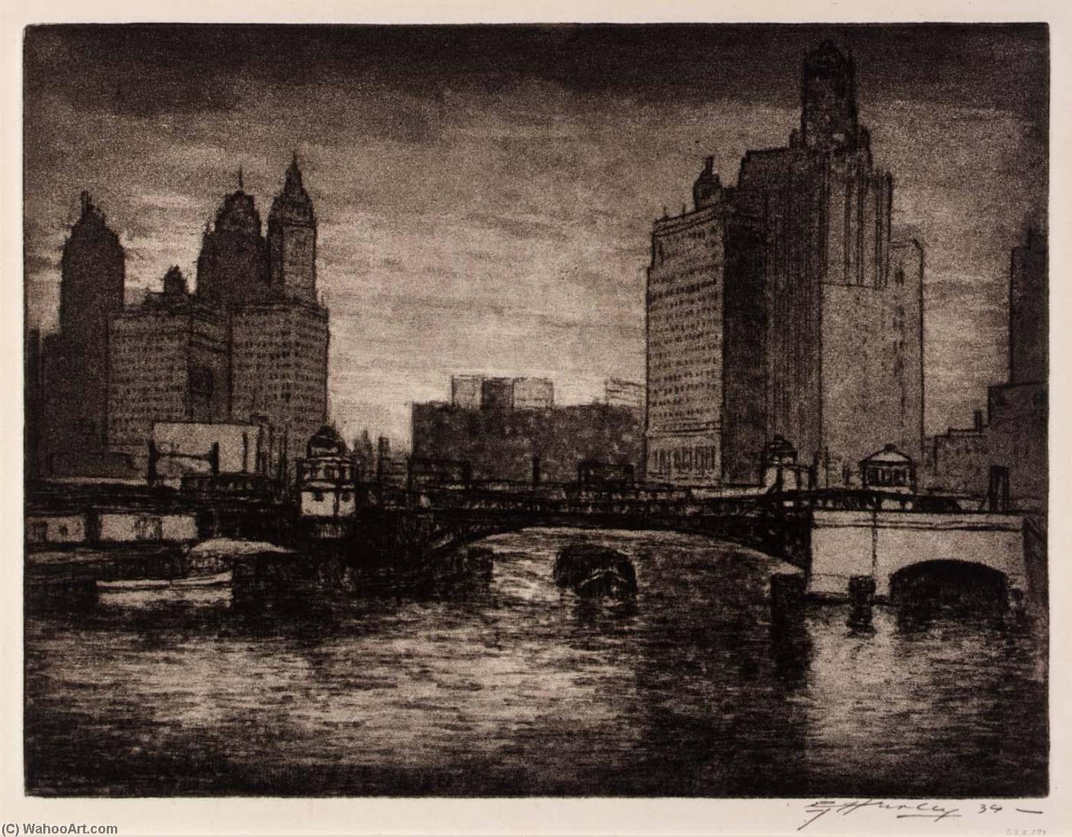 City Towers (Chicago River), 1934 by Edward Timothy Hurley Edward ...