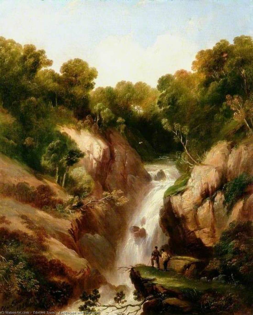Museum Art Reproductions Landscape with Waterfall, 1859 by Edward Train ...