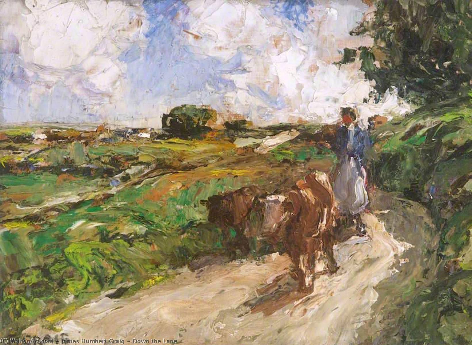 Paintings Reproductions Down the Lane by James Humbert Craig (1877-1944 ...