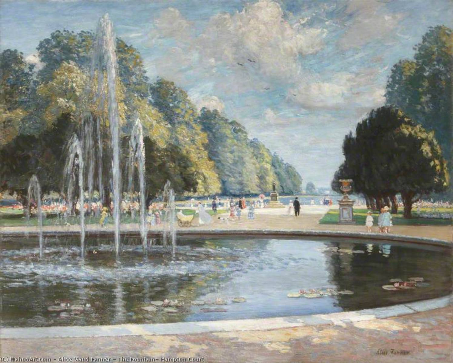 Paintings Reproductions The Fountain, Hampton Court, 1917 by Alice Maud ...
