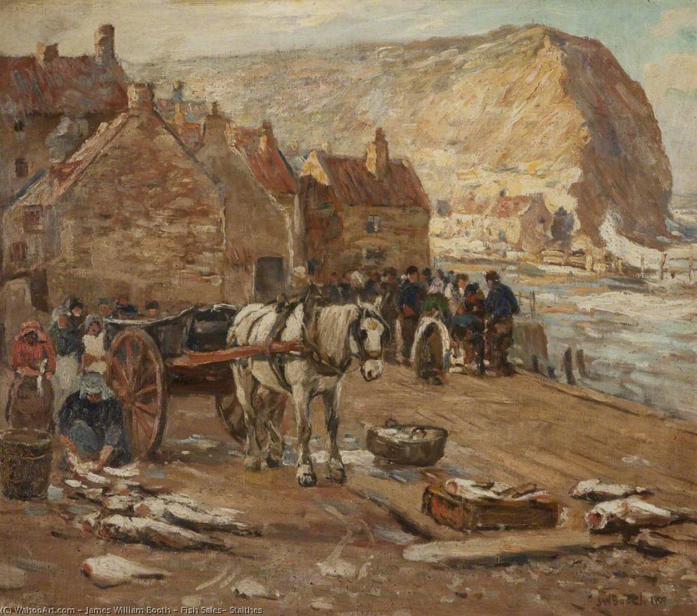 Riproduzioni D'arte | vendite di pesce , Staithes, 1900 di James ...