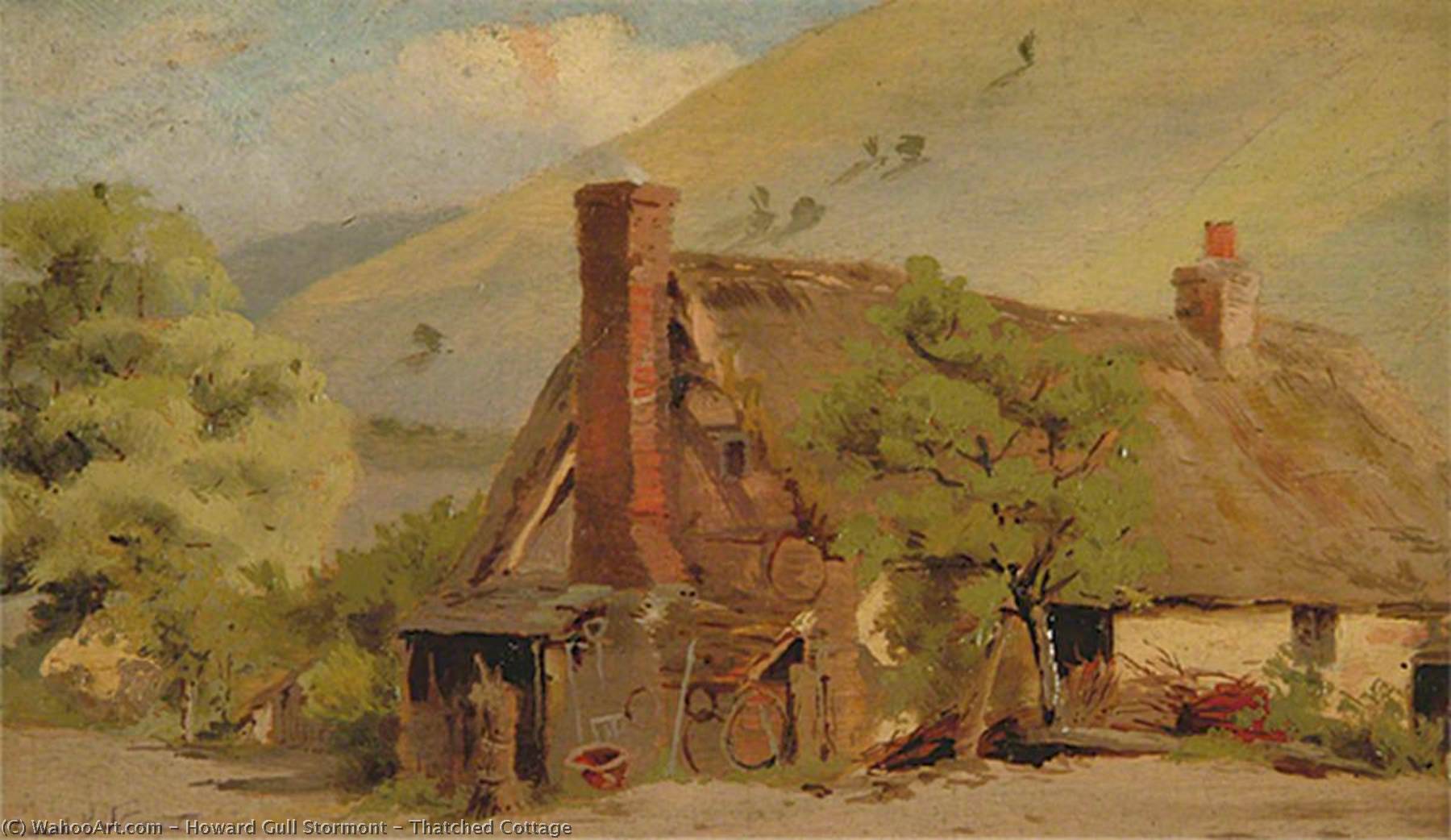 Obter Reproduções De Belas Artes Thatched Cottage por Howard Gull ...