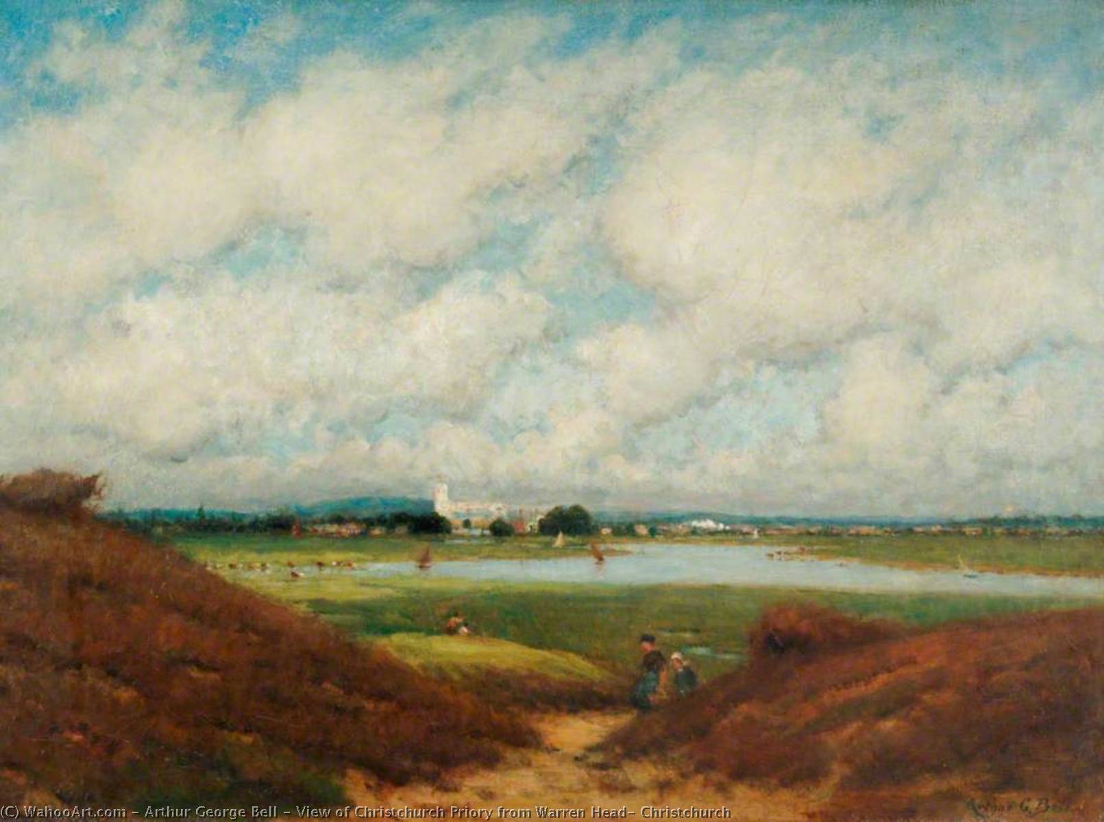 Vue de Christchurch Priory de Warren Head, Christchurch de Arthur ...