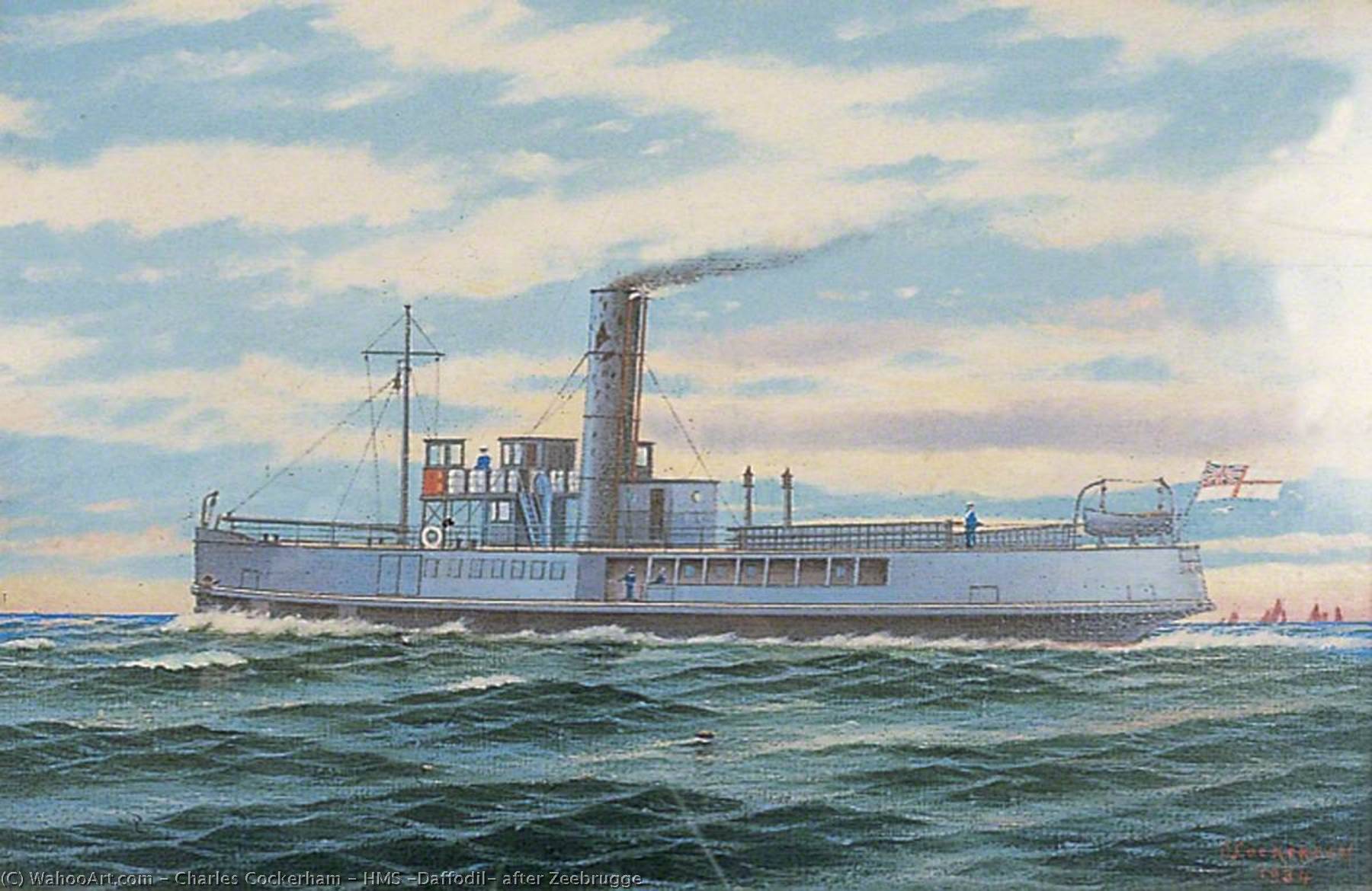 Kunstreproduktionen HMS `Daffodil` nach Zeebrugge, 1918 von Charles ...