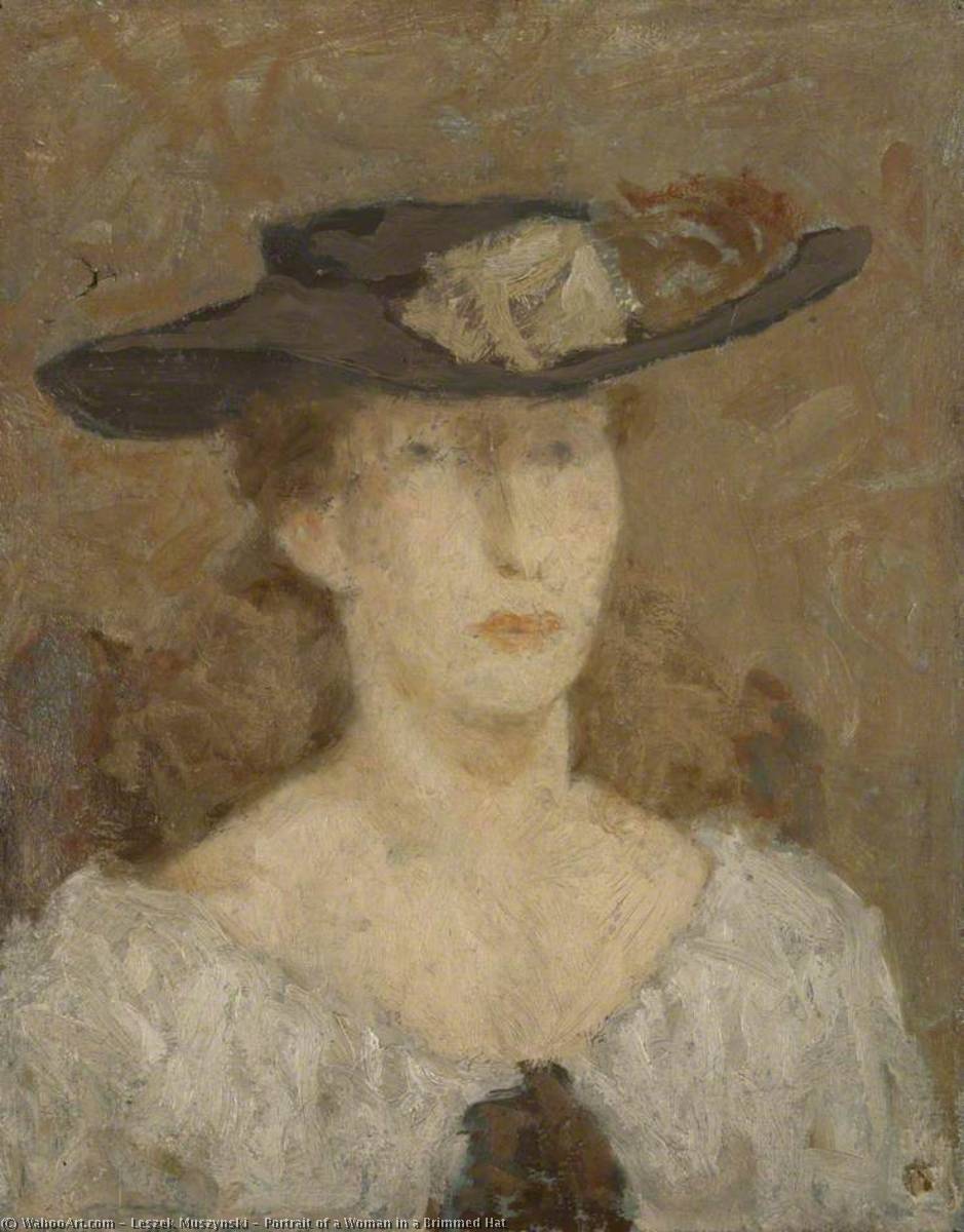 Portrait of a Woman in a Brimmed Hat by Leszek Muszynski (1923-2012 ...