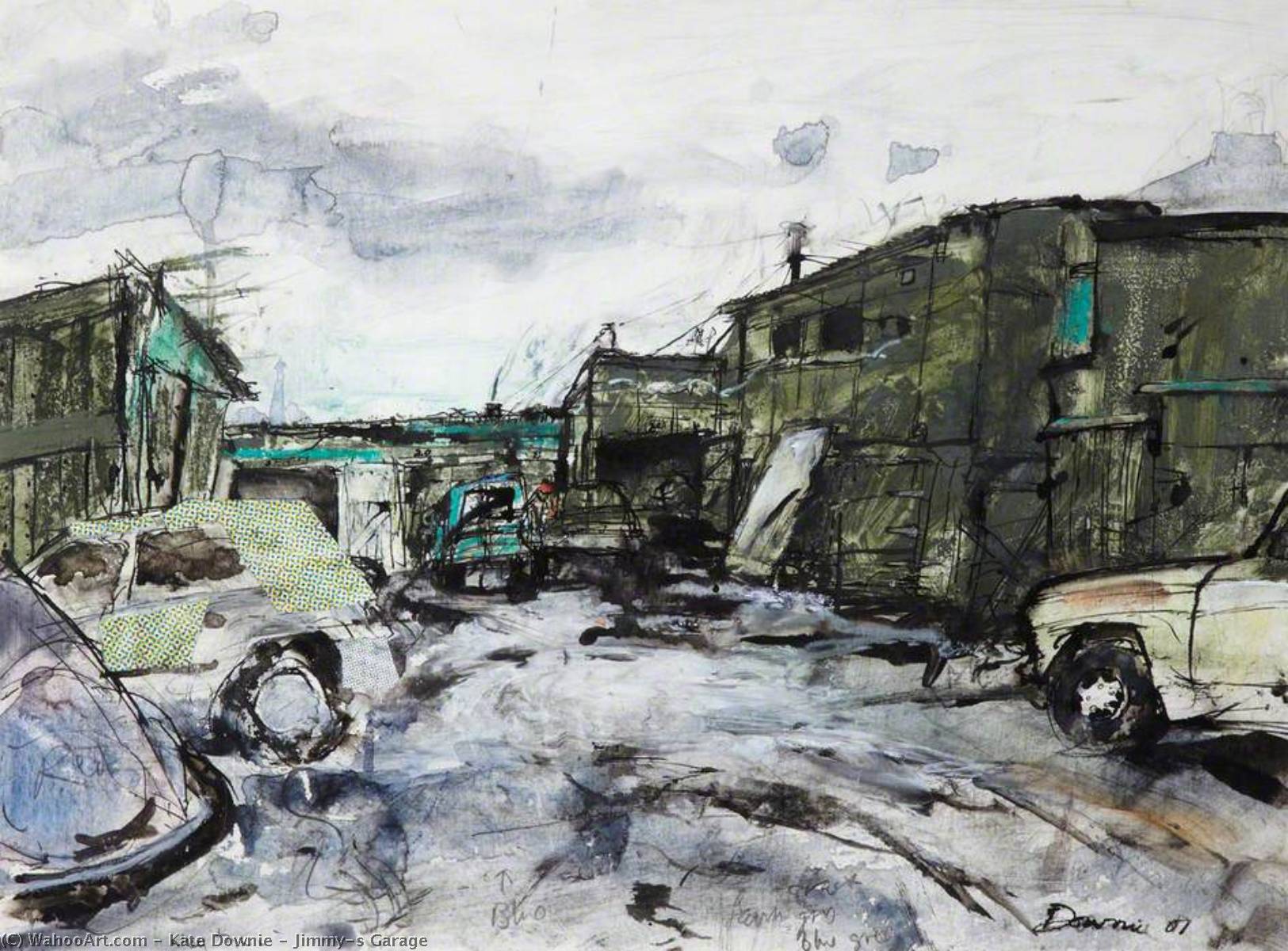 Reproduções De Arte Jimmy`s Garage, 2001 por Kate Downie (Inspirado por ...