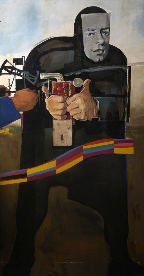 Ein Triptychonbild Richard Trevithick, Thomas Newcomen und Sir Charles ...