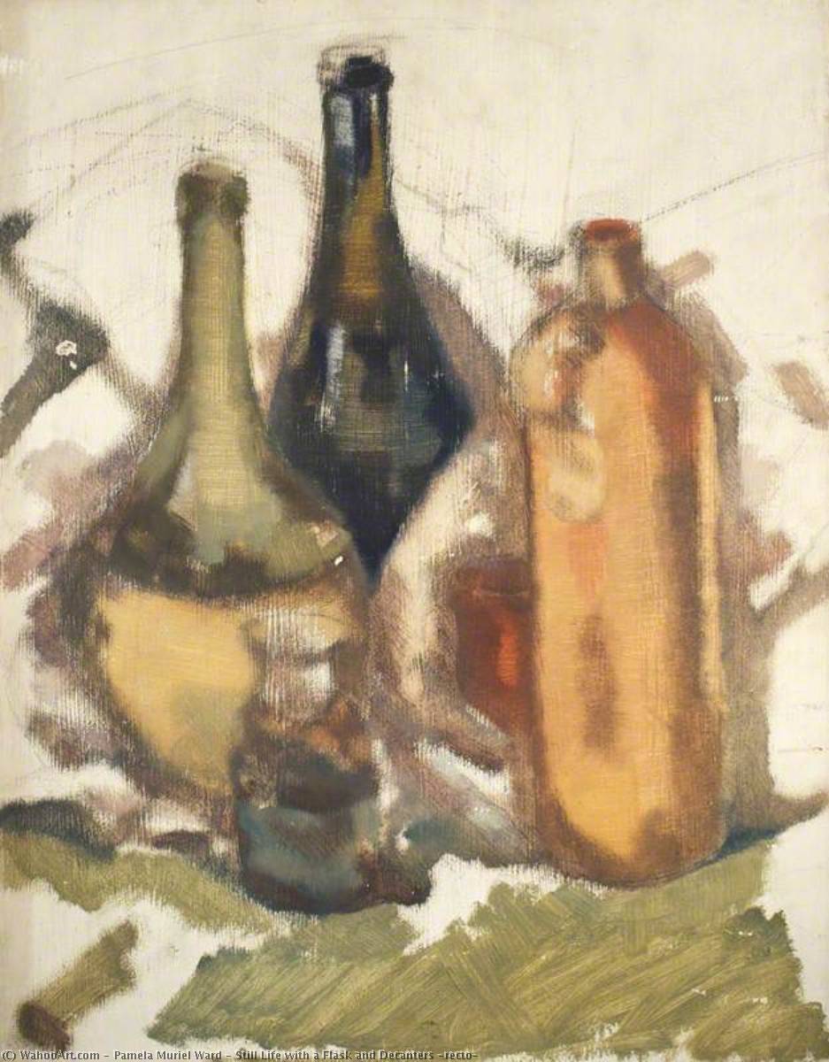 Still Life with a Flask and Decanters (recto) by Pamela Muriel Ward ...