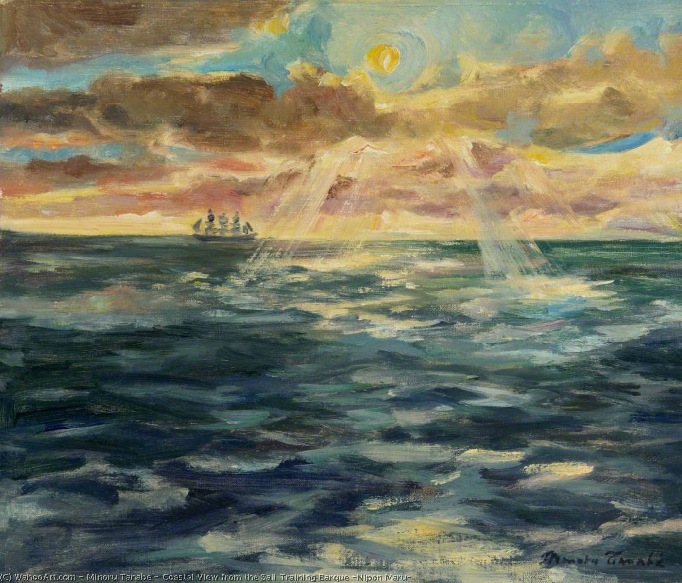 Coastal View from the Sail Training Barque `Nipon Maru` by Minoru ...