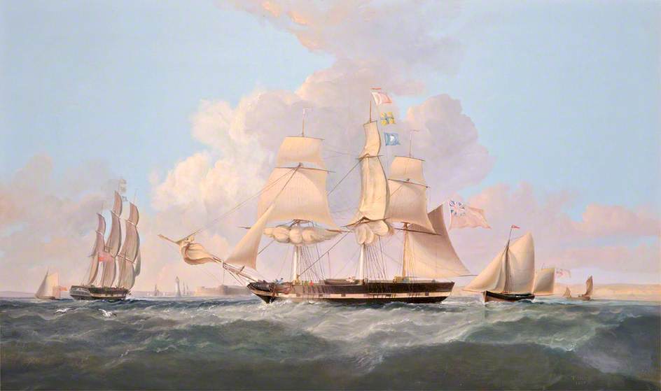 Gravura De Qualidade De Museu `Combatente` entrando no Mersey por ...