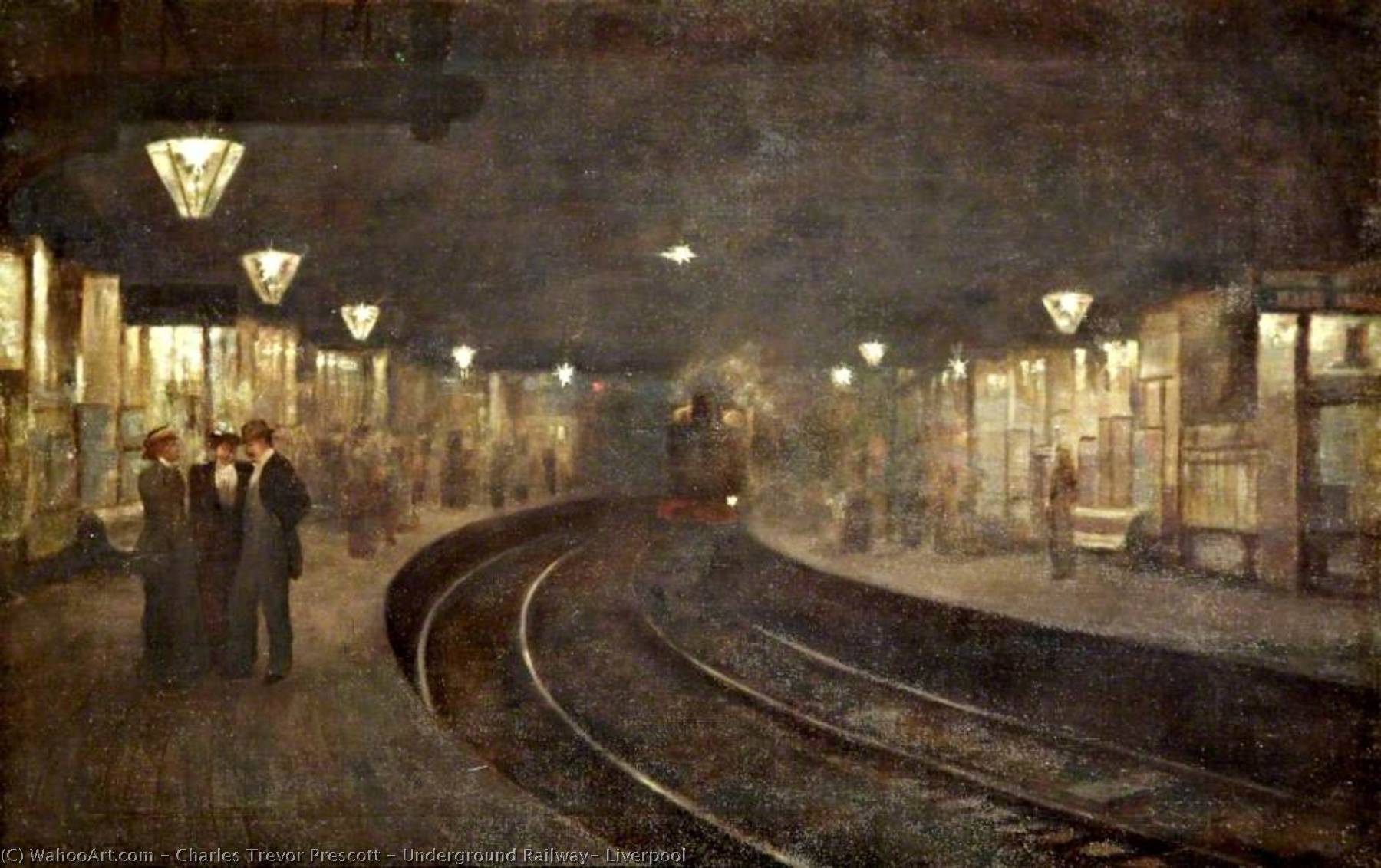 Chemin de fer souterrain, Liverpool, 1894 de Charles Trevor Prescott ...