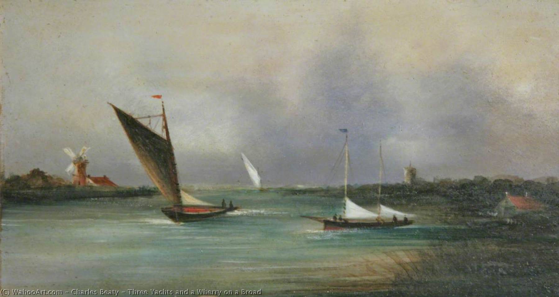 Three Yachts and a Wherry on a Broad by Charles Beaty Charles Beaty ...