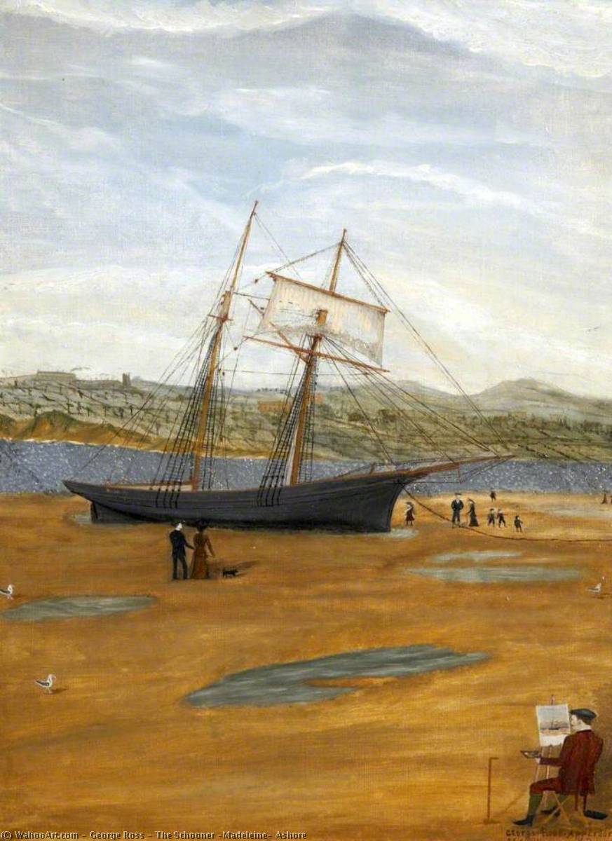 The Schooner `Madeleine` Ashore, 1911 by George Ross George Ross ...