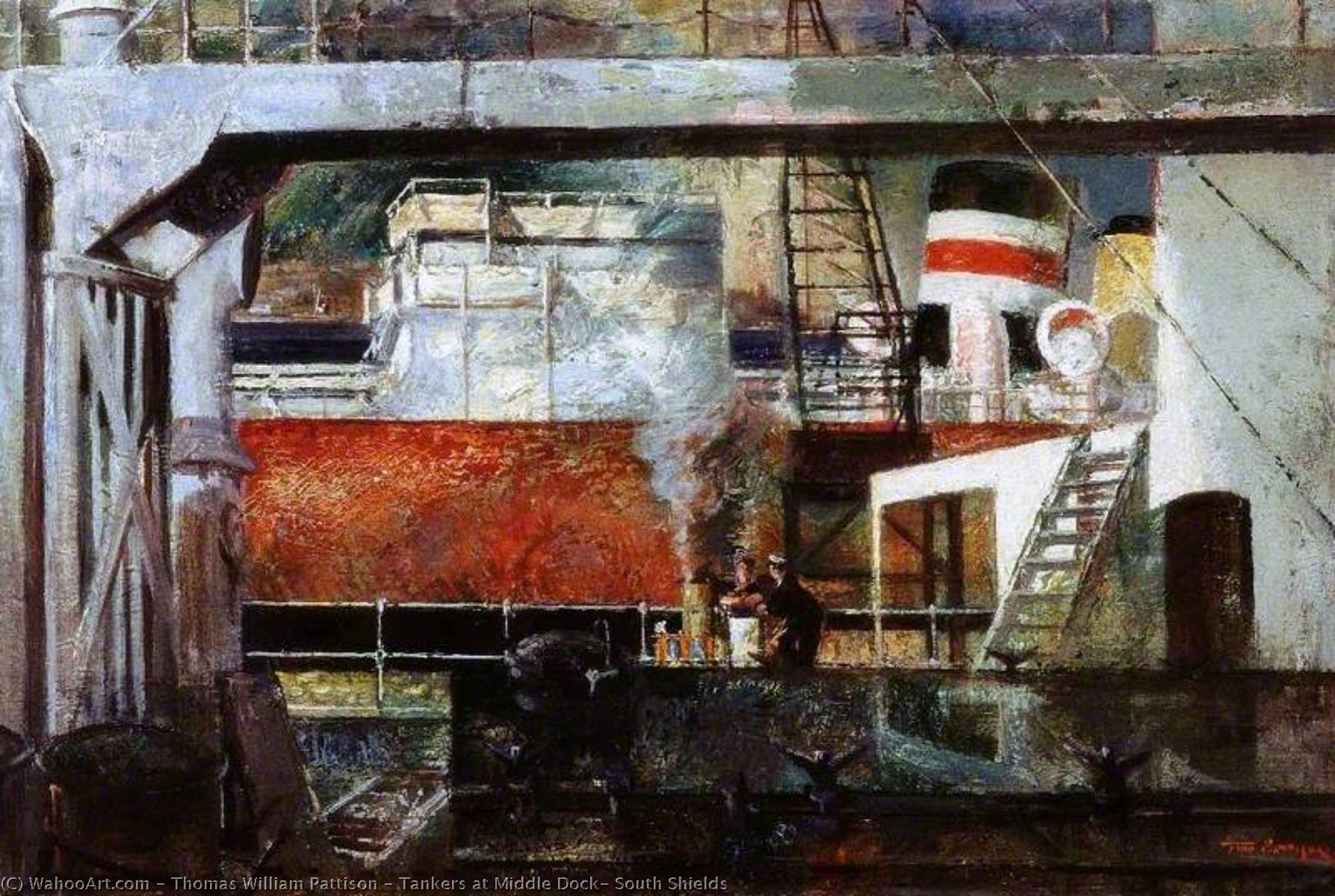 Tankers at Middle Dock, South Shields, 1951 by Thomas William Pattison ...