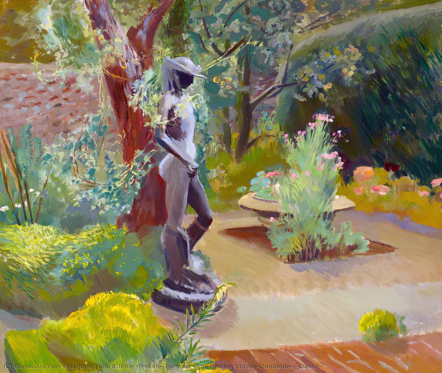 The Garden Statue (Donatello`s `David), 1950 de Marjorie Tulip Ritchie ...