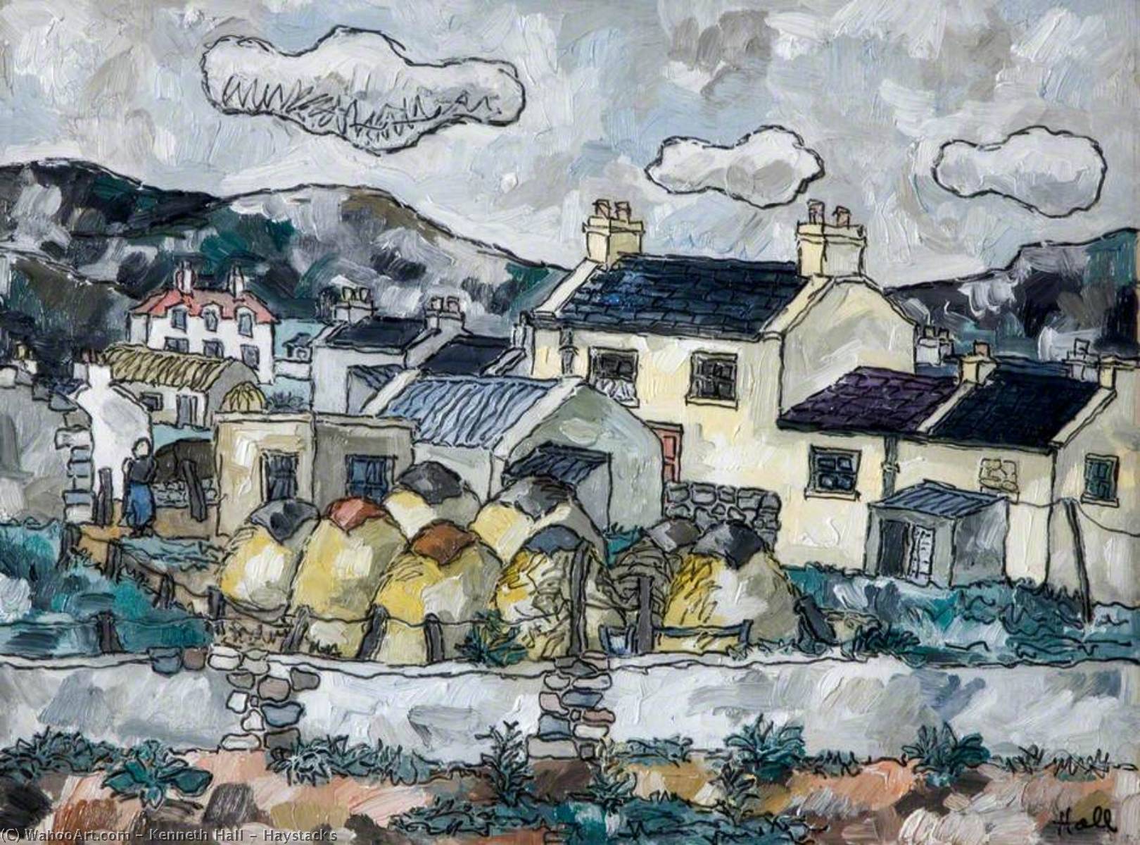 Haystacks, 1938 by Kenneth Hall Kenneth Hall | WahooArt.com