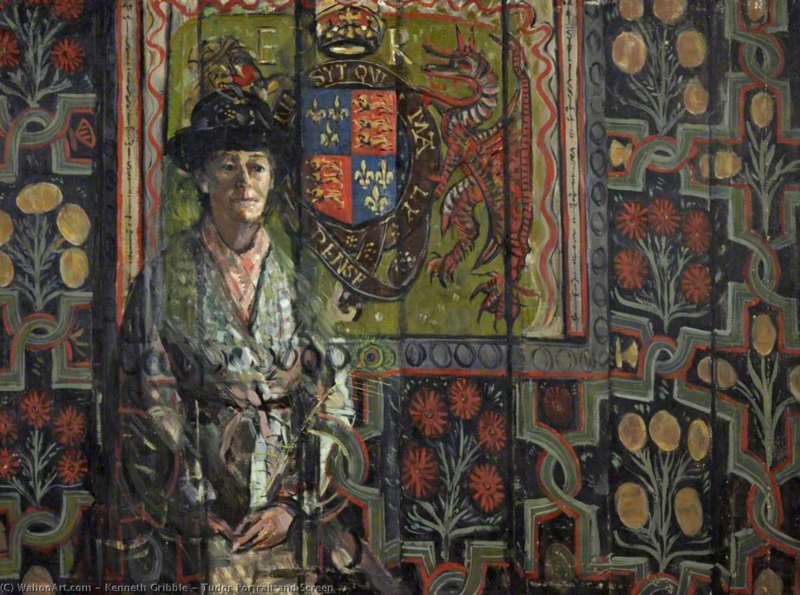 Retrato de Tudor y Pantalla de Kenneth Gribble (1925-1995) Kenneth ...