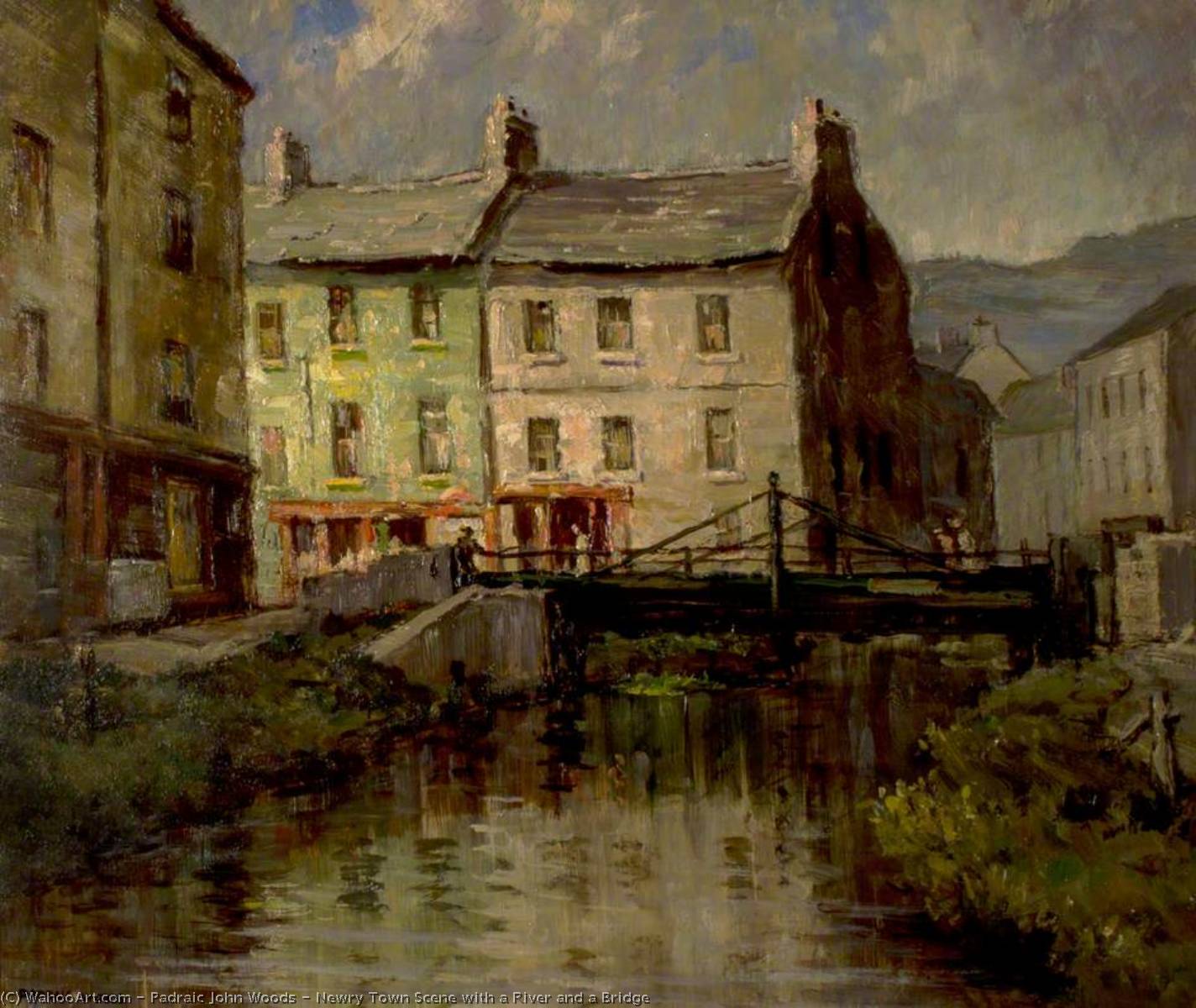 Purchase Oil Painting Replica Newry Town Scene with a River and a ...