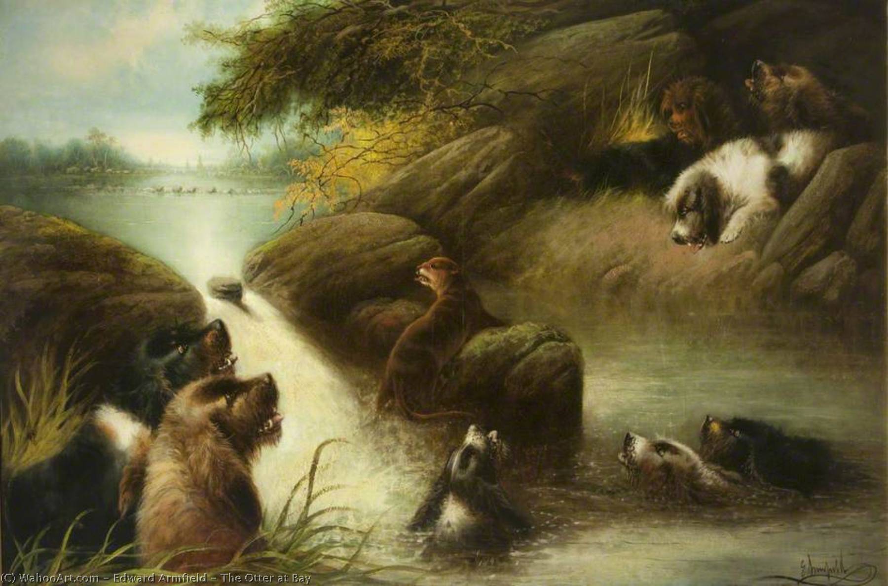 Purchase Oil Painting Replica The Otter at Bay by Edward Armfield (1817 ...