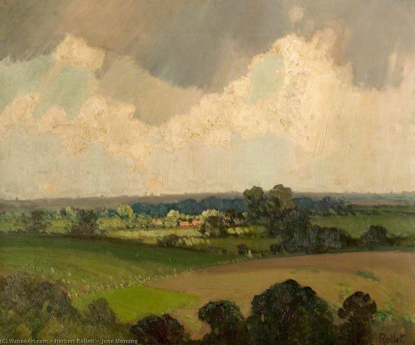 Oil Painting Replica June Morning by Herbert Rollett (1872-1932 ...