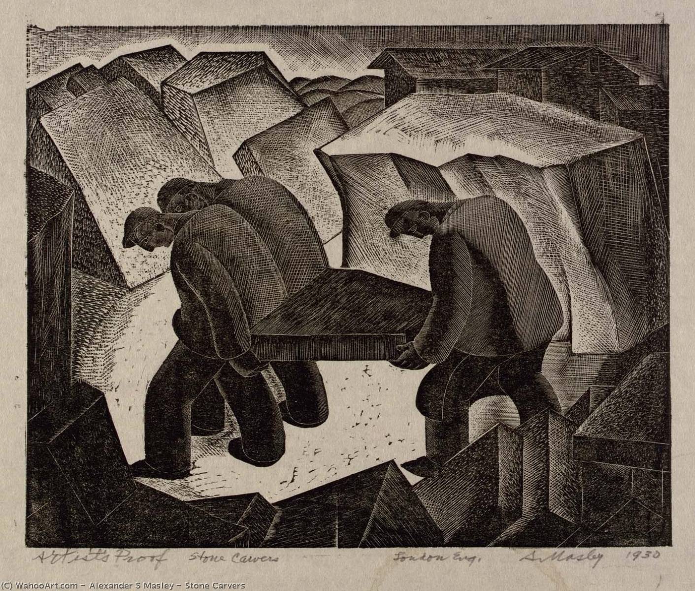 Stone Carvers, 1930 de Alexander S Masley Alexander S Masley | WahooArt.com