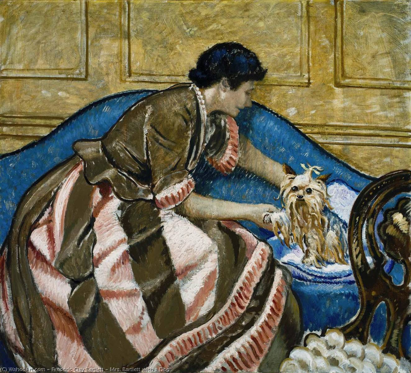 Oil Painting Replica Mrs. Bartlett with a Dog by Frederic Clay Bartlett ...