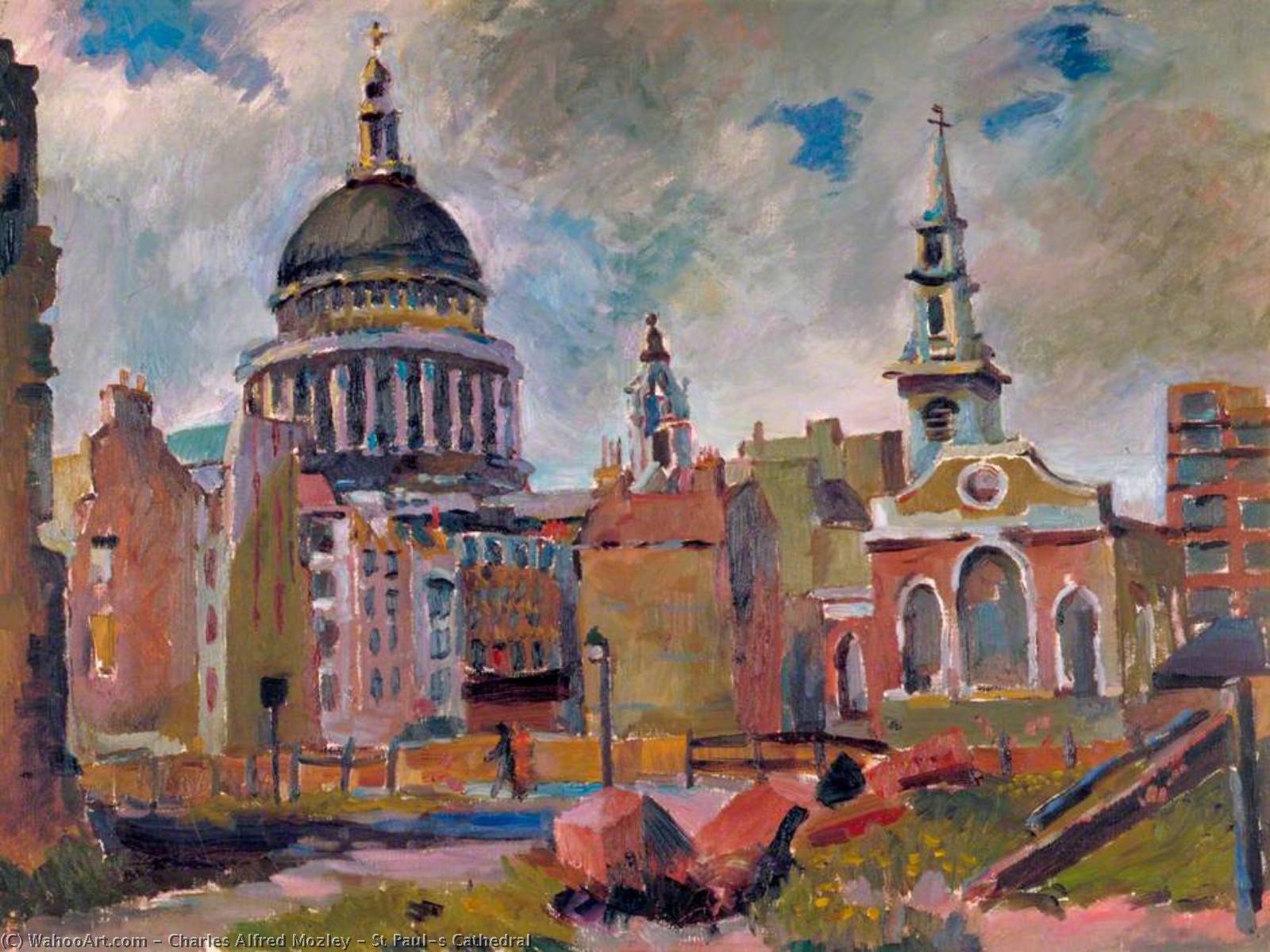Artwork Replica St Paul`s Cathedral, 1940 by Charles Alfred Mozley ...