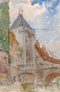Paintings Reproductions Bridge at Moret, France, 1928 by Cass Gilbert ...
